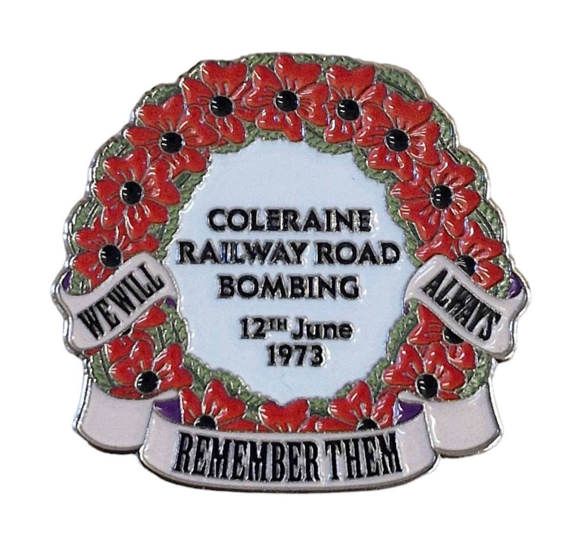 Coleraine Railway Road Bombing Pin Badge – Empire Poppy Store